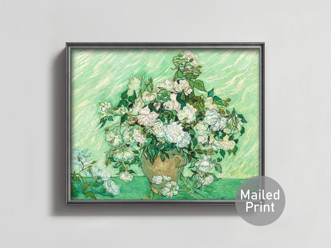Roses 1890s Van Gogh Print White Rose Print, Summer Green Flower Art ...