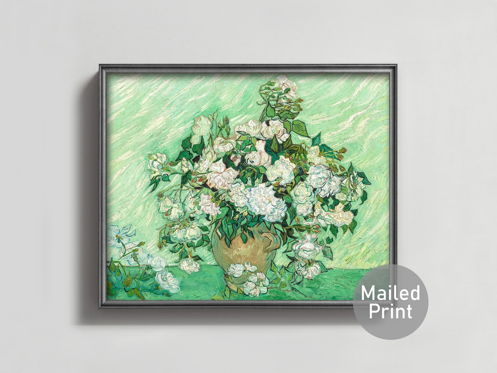 Roses 1890s Van Gogh Print White Rose Print, Summer Green Flower Art ...
