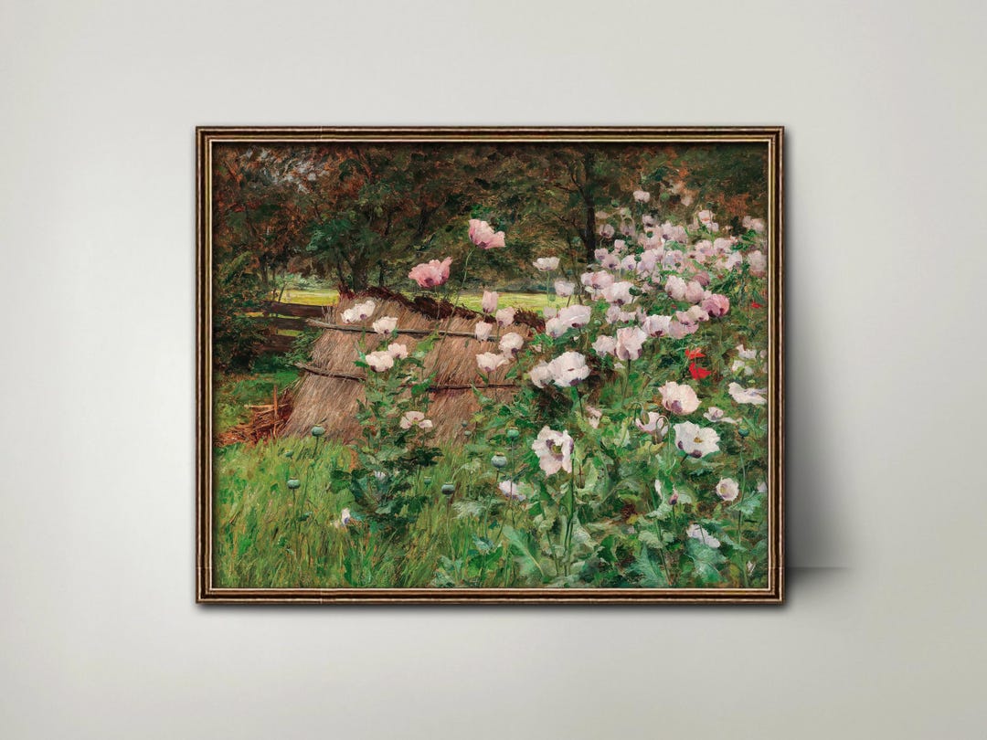 Pink Poppy Painting - Country Floral Art, Vintage Impressionist ...