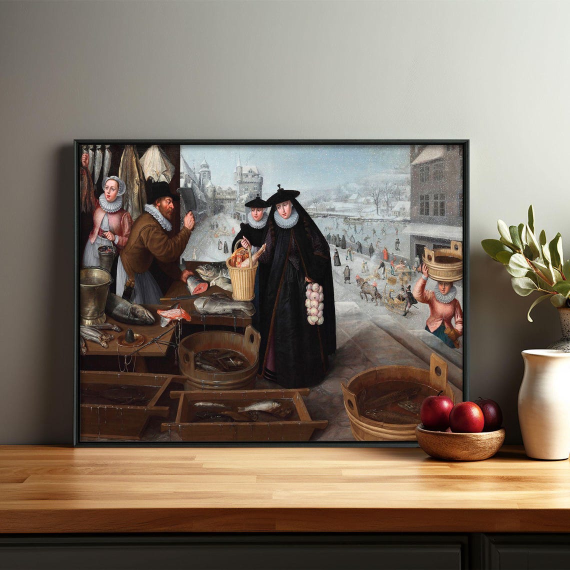 Dutch Oil Painting – Old World Winter Cityscape Art, Antique Home Decor ...