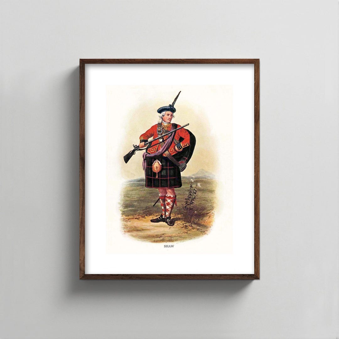 1840s Shaw Clan Art --- Scottish Portrait Print, Mens Wall Art, Tartan ...