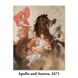 Apollo and Aurora 17th Century Mythology Sun God Painting, Flying Horse Cloud Landscape, Greek ...