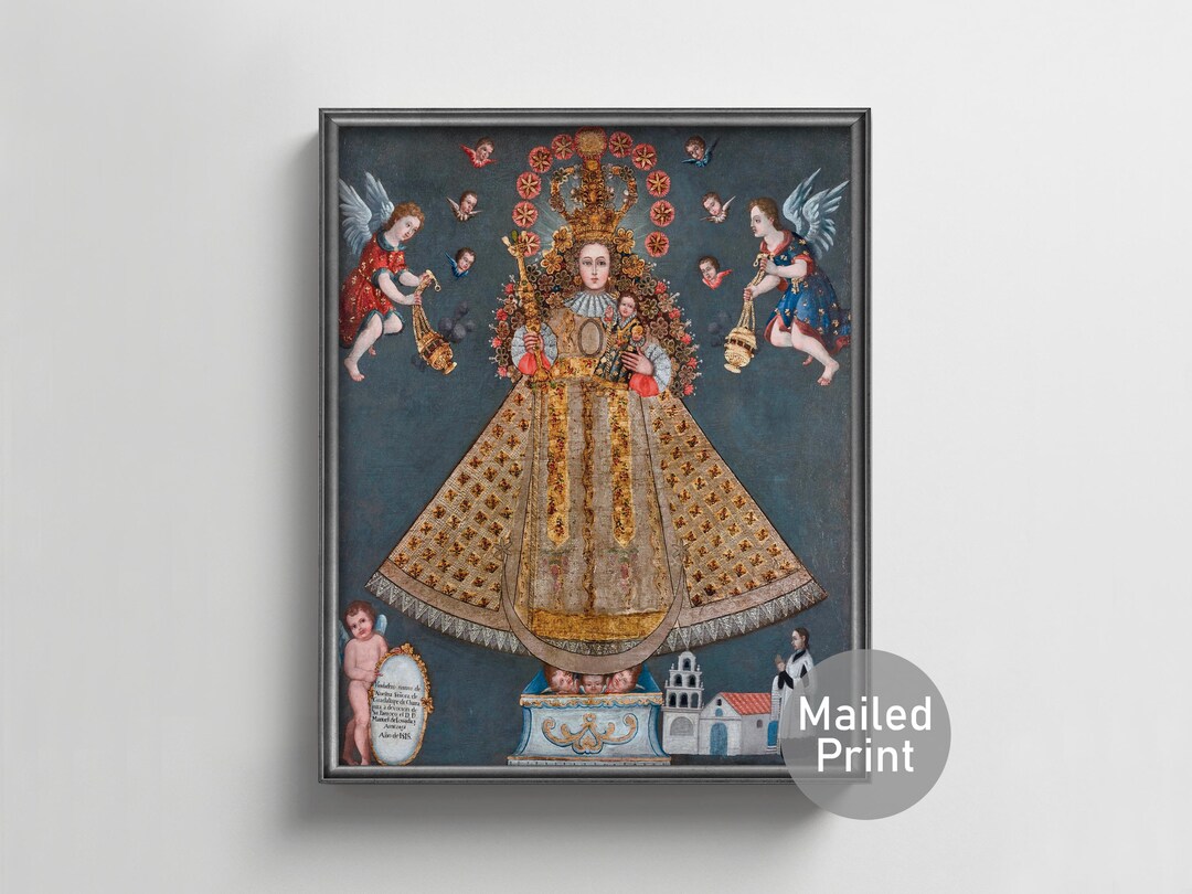 Our Lady of Guadalupe 1800s Virgin Mary Painting Spiritual Folk Art ...