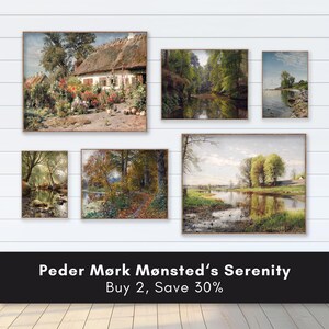 1900s Coastal Landscape Print -- Scandinavian Lake Decor, Country ...