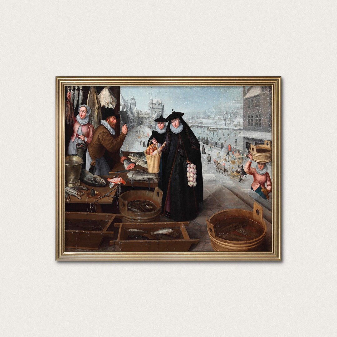 Dutch Oil Painting – Old World Winter Cityscape Art, Antique Home Decor ...