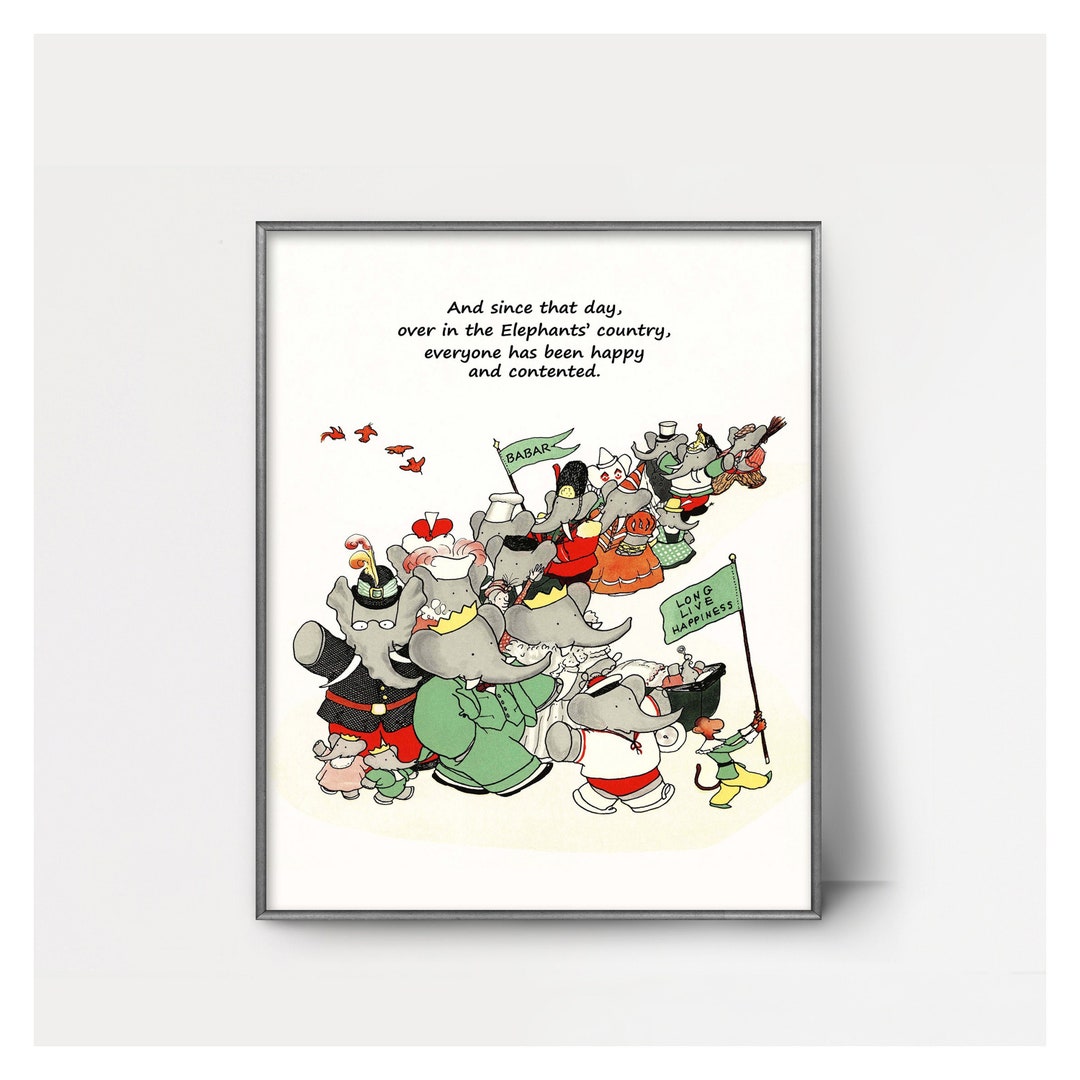 Mailed Babar Print Animal Parade Gender Neutral Baby Boy - Etsy