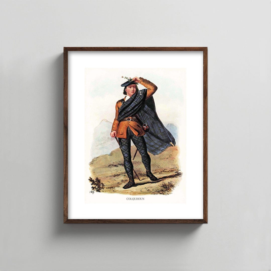 Colquhoun Clan Scottish Portrait: 1840s Tartan Kilt Art Print - Etsy