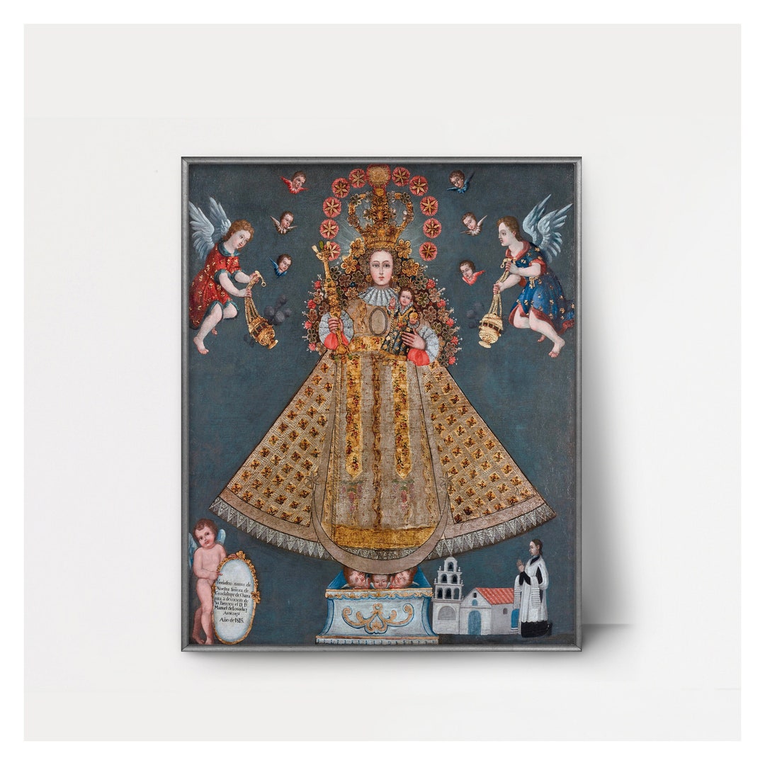 Our Lady of Guadalupe 1800s Virgin Mary Painting Spiritual Folk Art ...