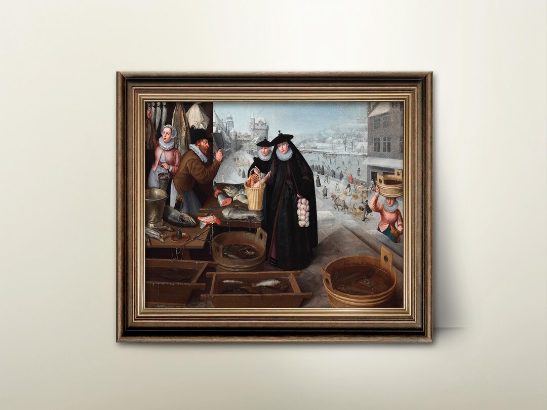 Dutch Oil Painting – Old World Winter Cityscape Art, Antique Home Decor ...