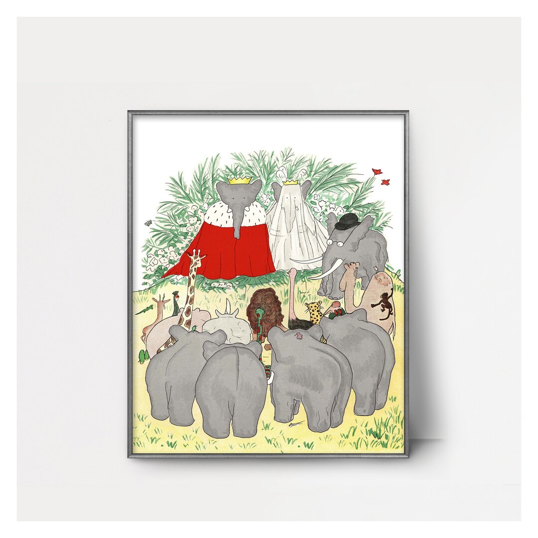 Babar Print Animal Wedding Vintage Elephant Nursery Decor - Etsy
