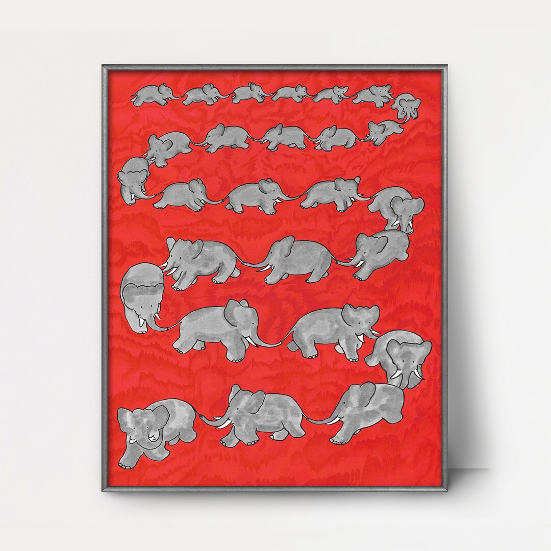 Babar Print Tails-to-trunks Gender Neutral Baby Boy Nursery Wall Art ...
