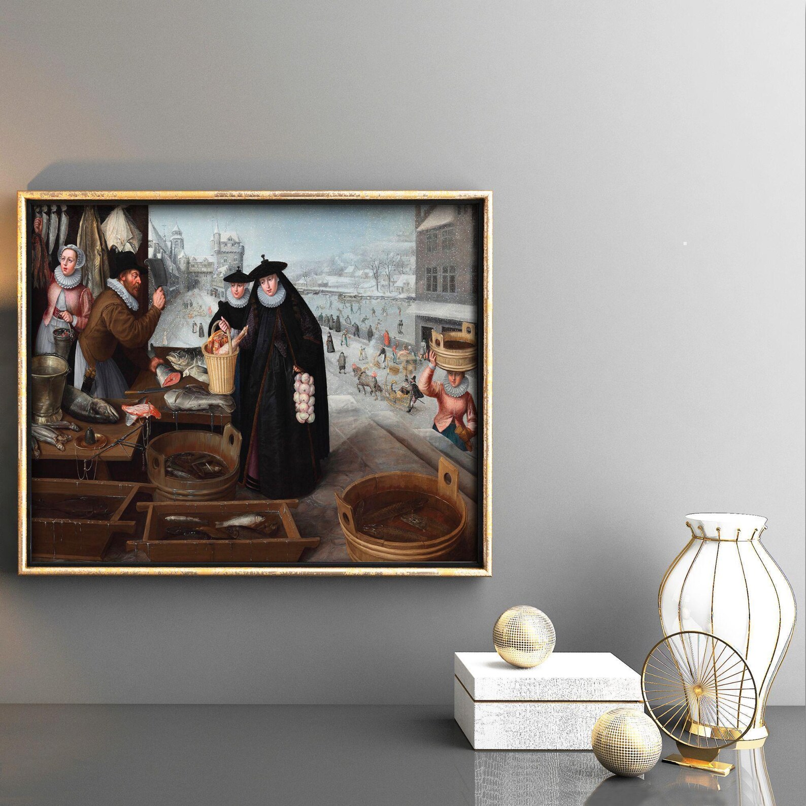Dutch Oil Painting – Old World Winter Cityscape Art, Antique Home Decor ...