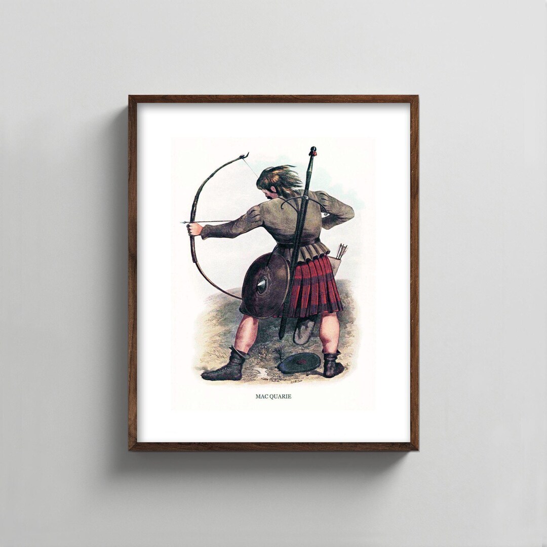 Macquarie Clan Scottish Archer Print: Tartan Kilt Highland Art - Etsy
