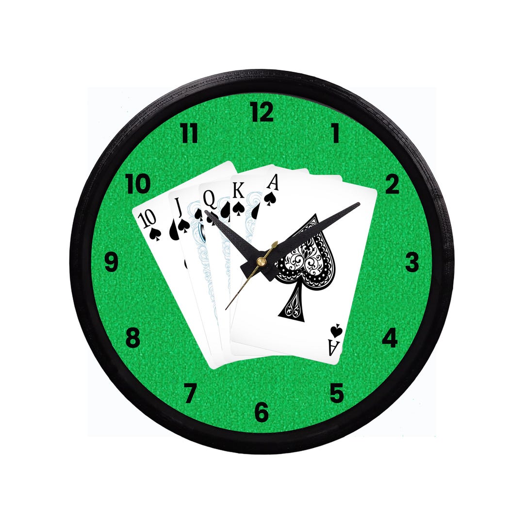 Poker Cards Wall Clock Man Cave Poker Night Casino Decor Gift - Etsy