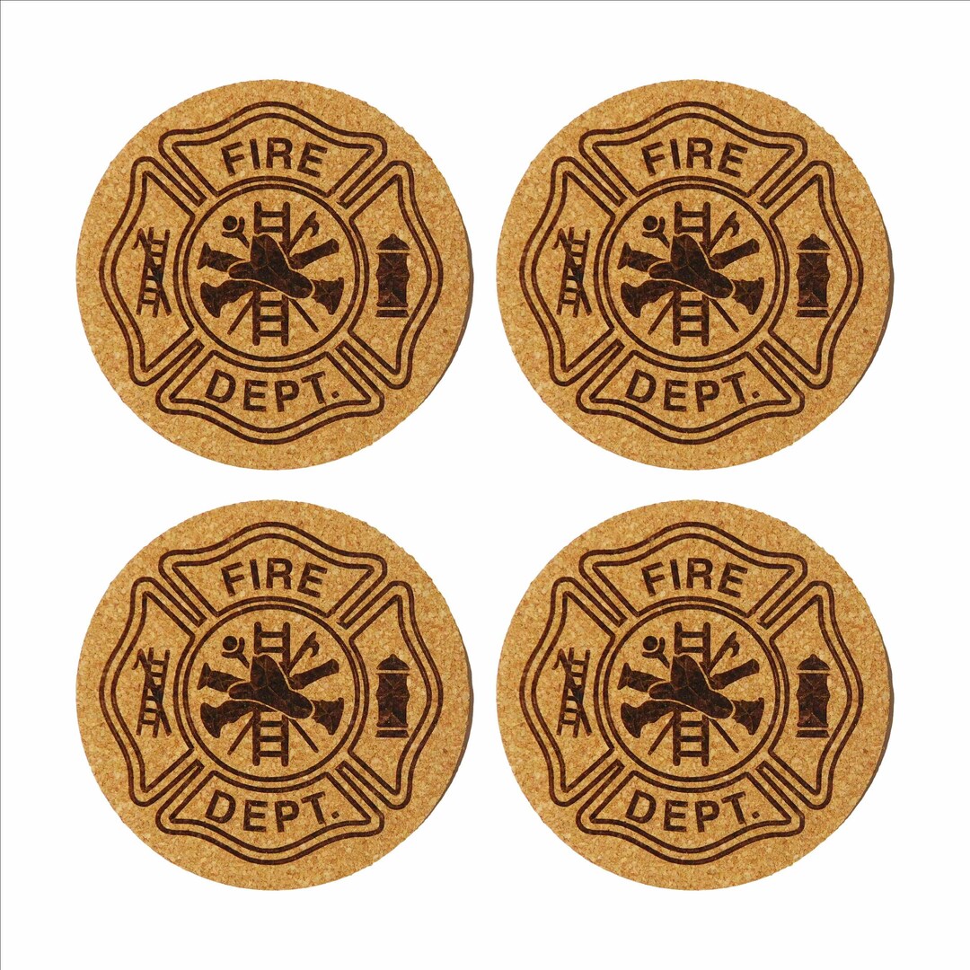 Firefighter Drink Coasters Set of 4 Laser Engraved Gift - Etsy