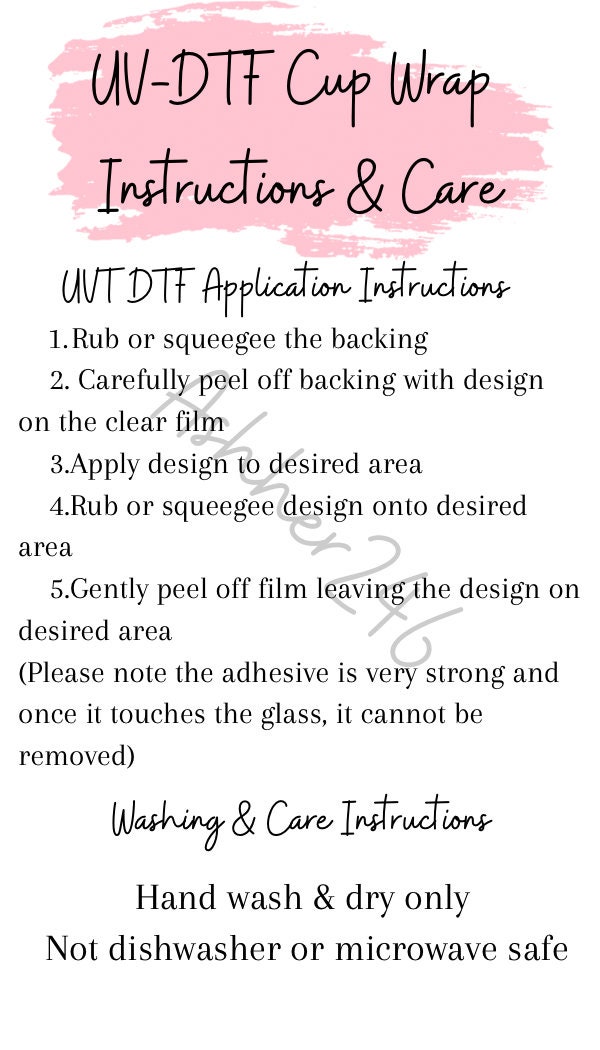DIGTIAL Download UV-DTF Cup Wrap Instructions and Care Card - Etsy