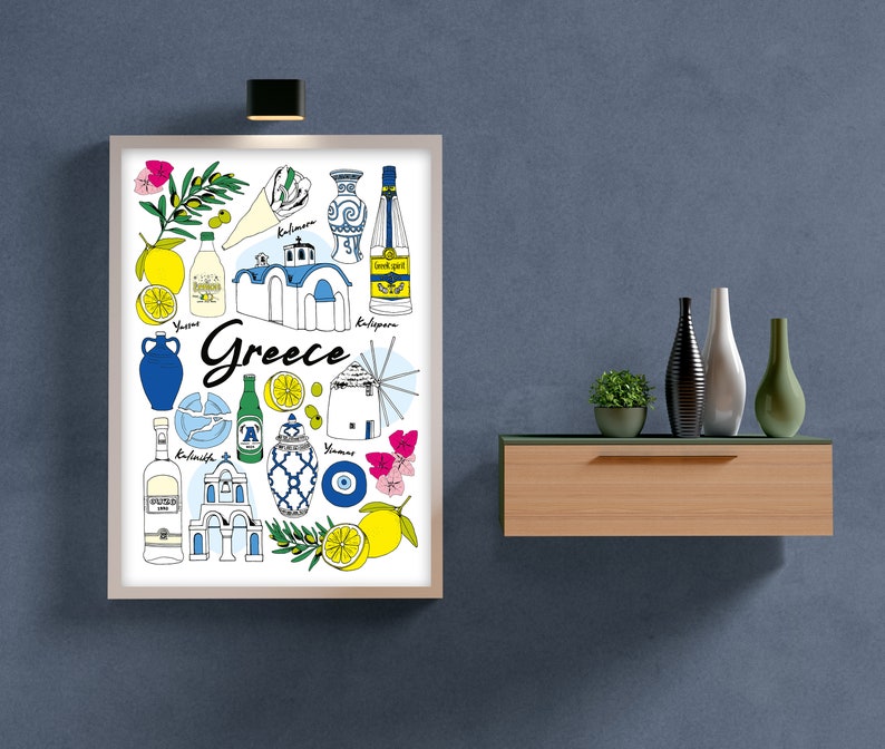 Greece Print Greek Holiday Art Print Greek Island Wall Art | Etsy
