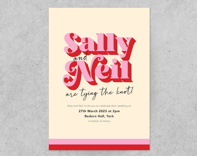 Retro Save the Date, Funky Vintage Design, A5, A6 Cards Envelopes ...