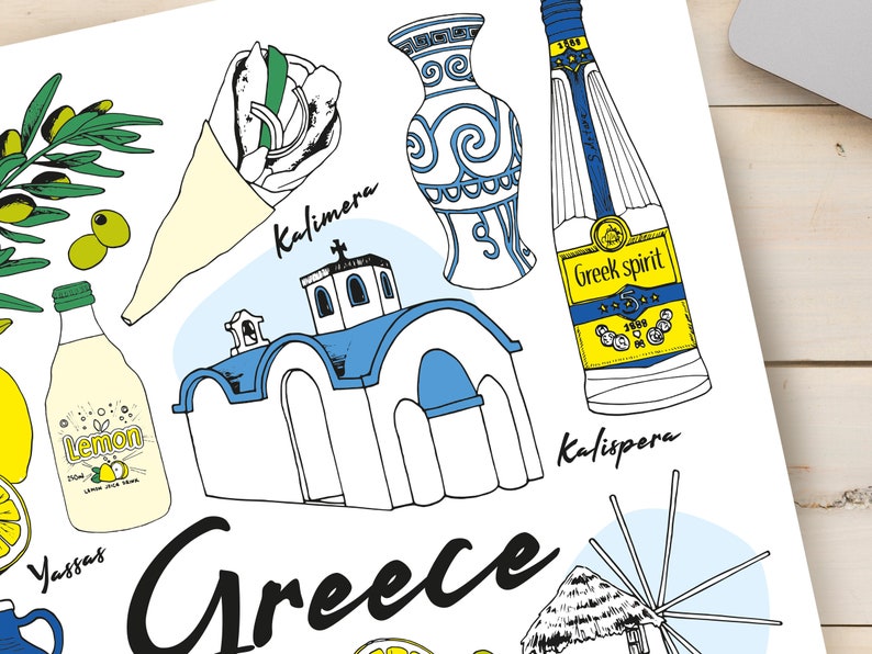 Greece Print Greek Holiday Art Print Greek Island Wall Art | Etsy