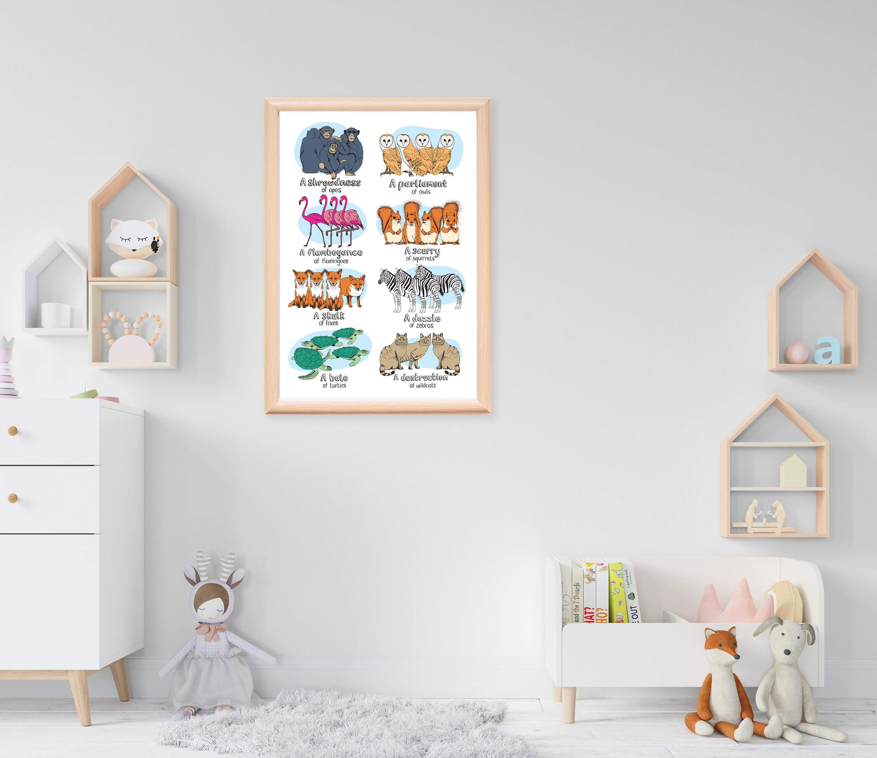 Animal Nursery Print, Kids Print, Collective Nouns, Nursery Decor ...