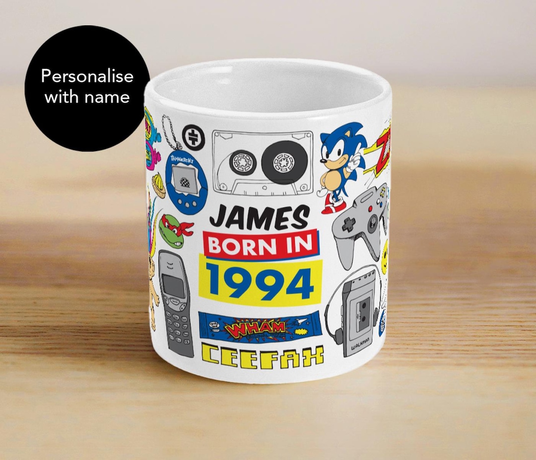 Personalised Born in the 90s Mug, 1990s Baby, 90s Mug, 90s Gift, 30th ...