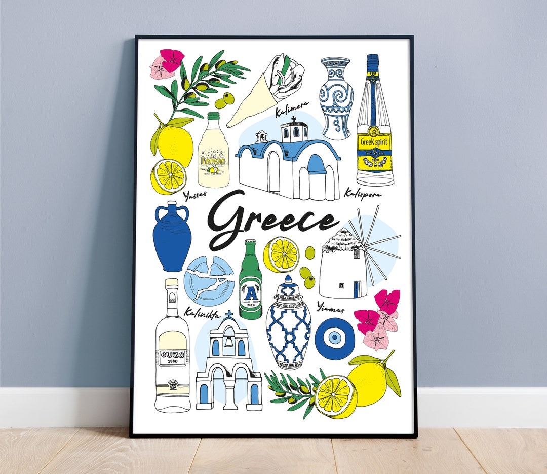 Greece Print, Greek Holiday Art Print, Greek Island, Greece Wall Art ...