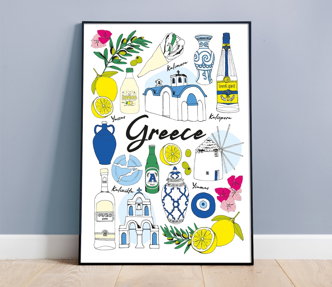 Greece Print Greek Holiday Art Print Greek Island Wall Art | Etsy