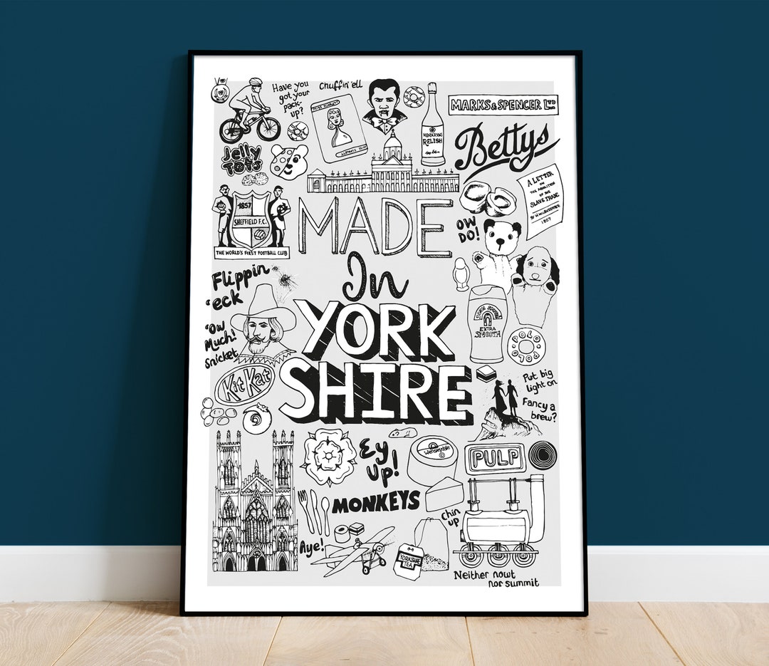 Yorkshire Art Print, Black & White, Hand Illustrated Poster, York ...