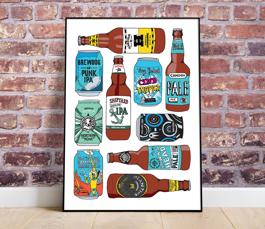 Craft Beer Poster, Beer Print, IPA, Gift for Beer Lover, Kitchen Wall ...
