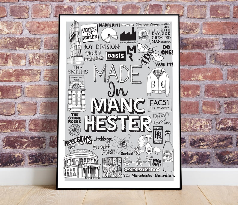 Made in Manchester Print, Manchester Poster, Manchester Gift - Etsy UK