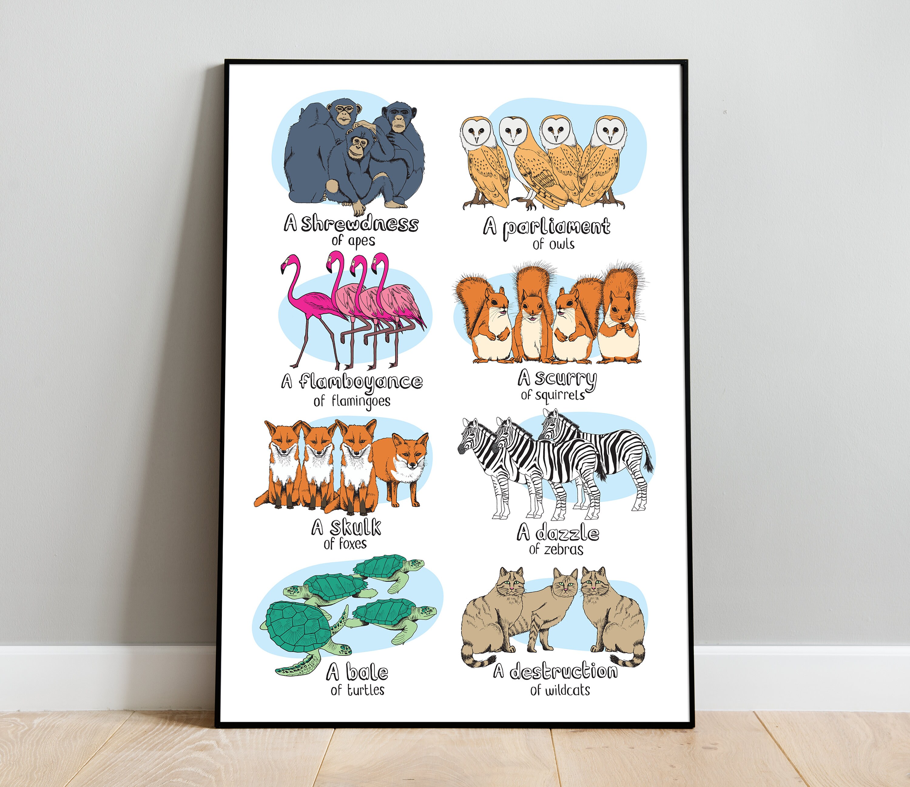 Animal Nursery Print, Kids Print, Collective Nouns, Nursery Decor ...