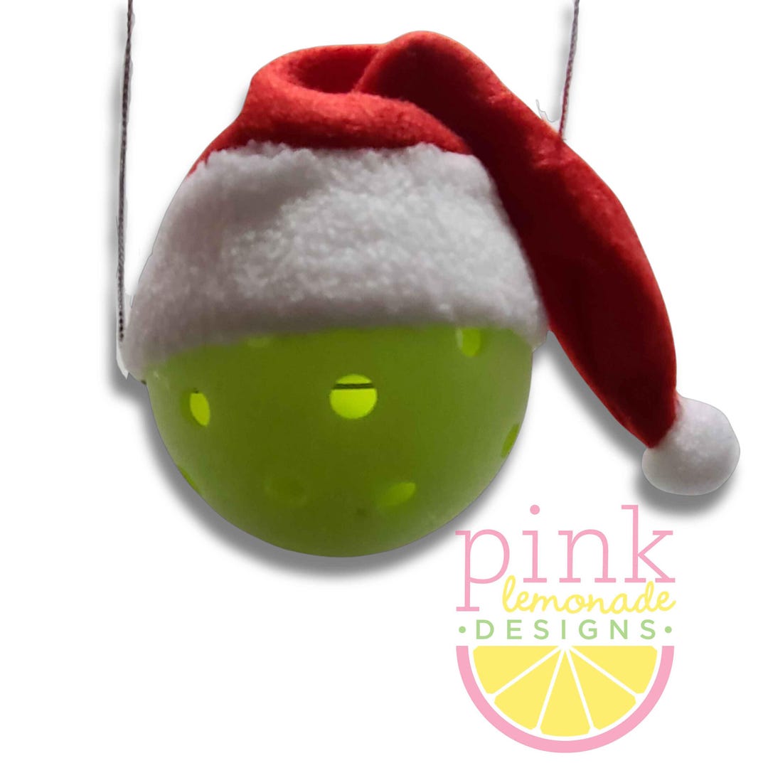 Pickleball Pickle Ball With Santa Hat Christmas Tree Ornament Upcycled ...