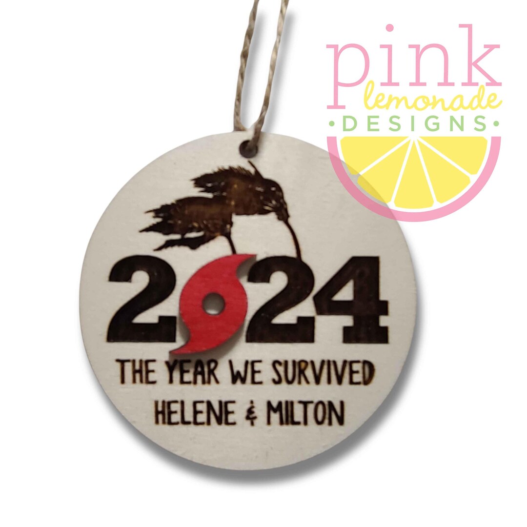 2024 We Survived Hurricanes Helene Milton Christmas Tree Ornament ...