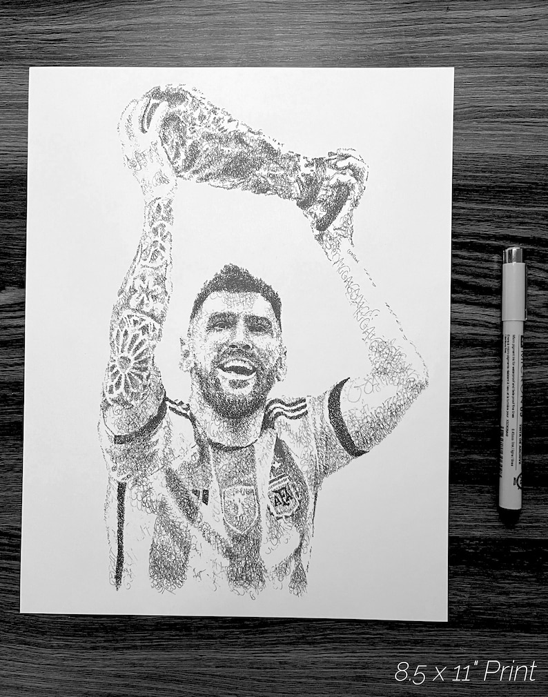 Messi World Cup Championship LIMITED & NUMBERED Word Art Portrait Print ...