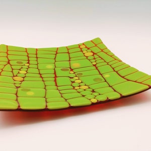 Modern Organic Graphic Lime Green and Orange Glass Serving or ...