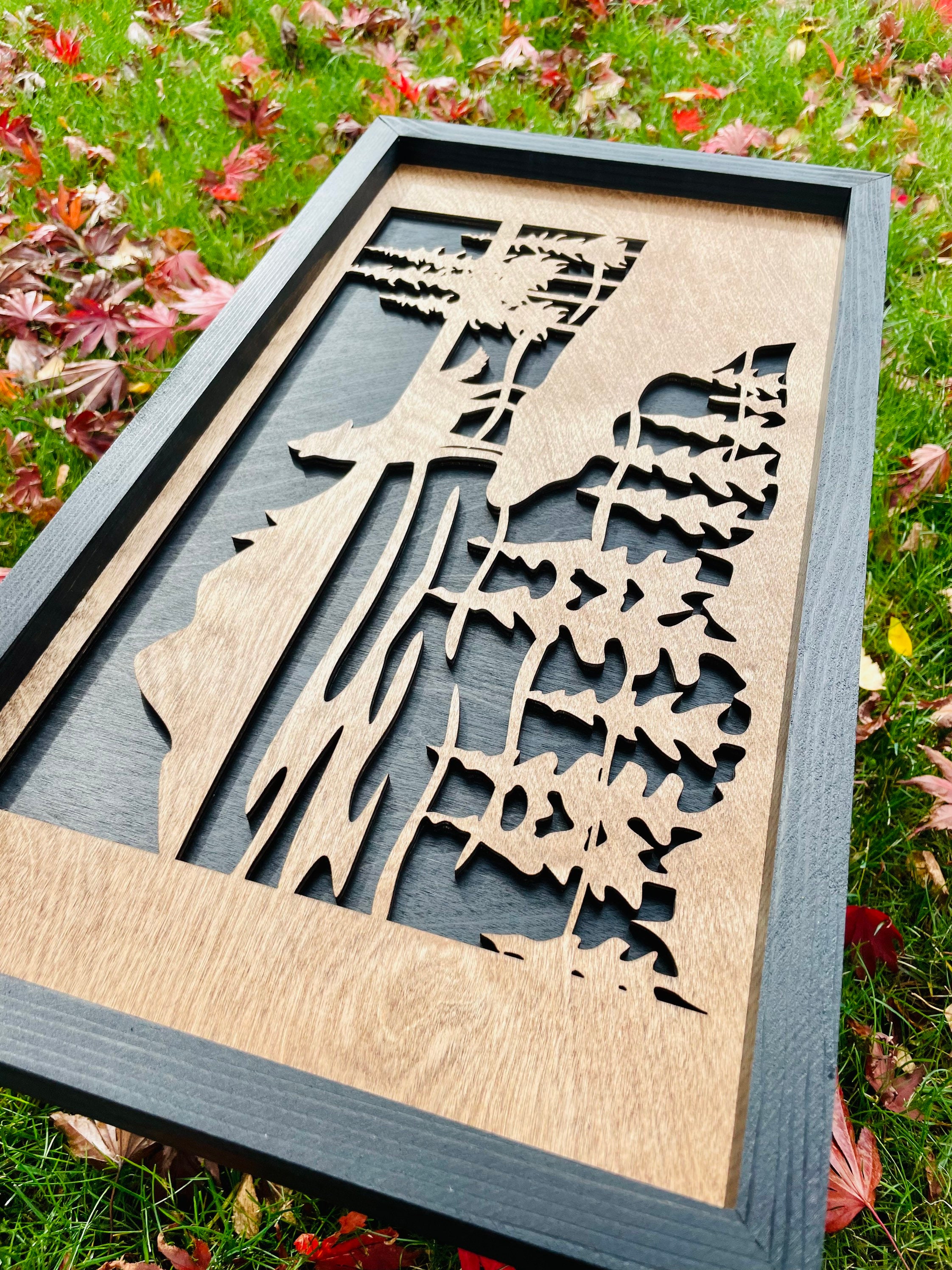 Wolf Nature Scene 3D Laser Cut Wooden Outdoor Wilderness | Etsy