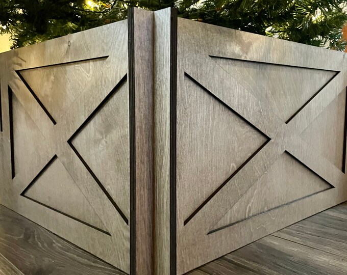 Wooden Tree Collar, Wood Christmas Tree Box, Collapsible Wood Tree ...