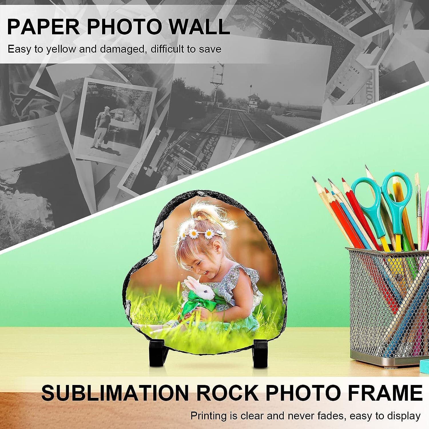 Photo Heart Rock Slate, Picture Heart Rock, Anniversary Present ...