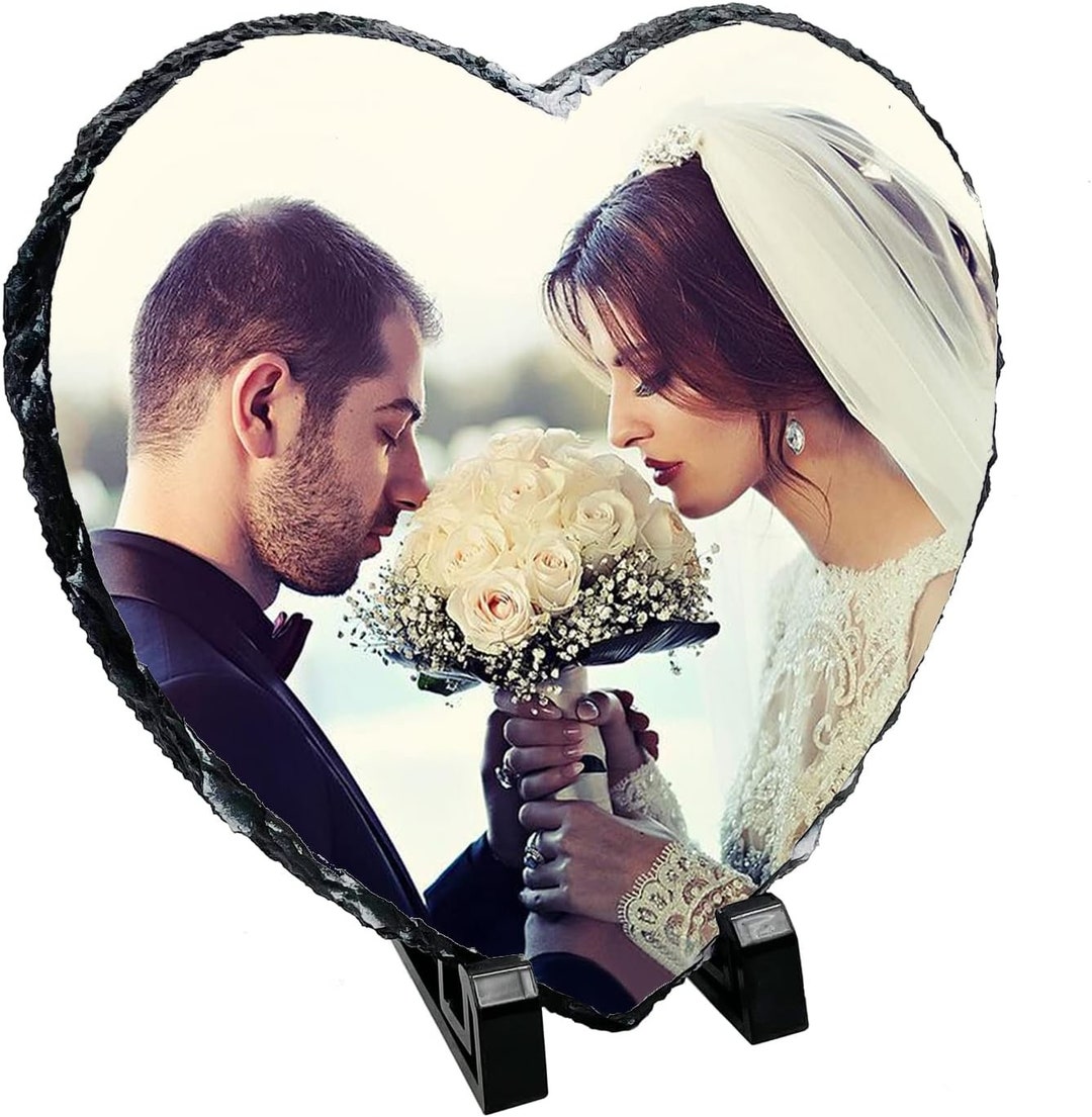 Photo Heart Rock Slate, Picture Heart Rock, Anniversary Present ...