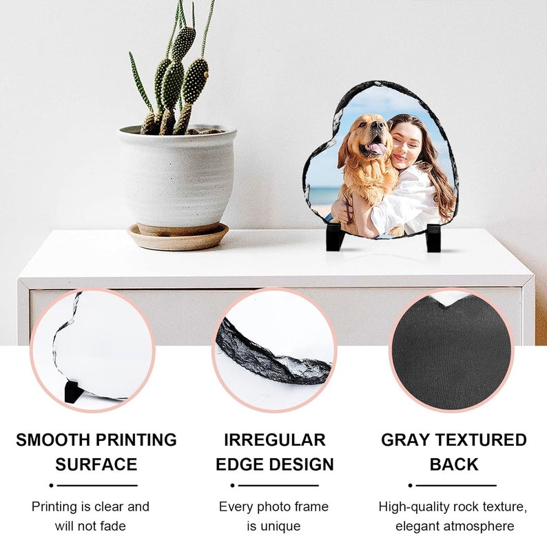 Photo Heart Rock Slate, Picture Heart Rock, Anniversary Present ...