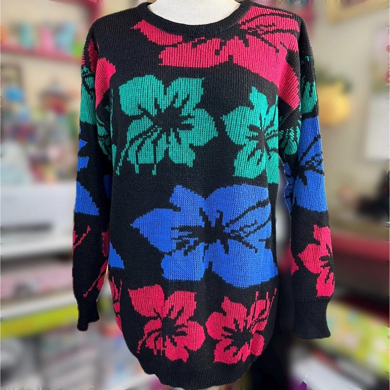 90s Colorful Sweater - Etsy