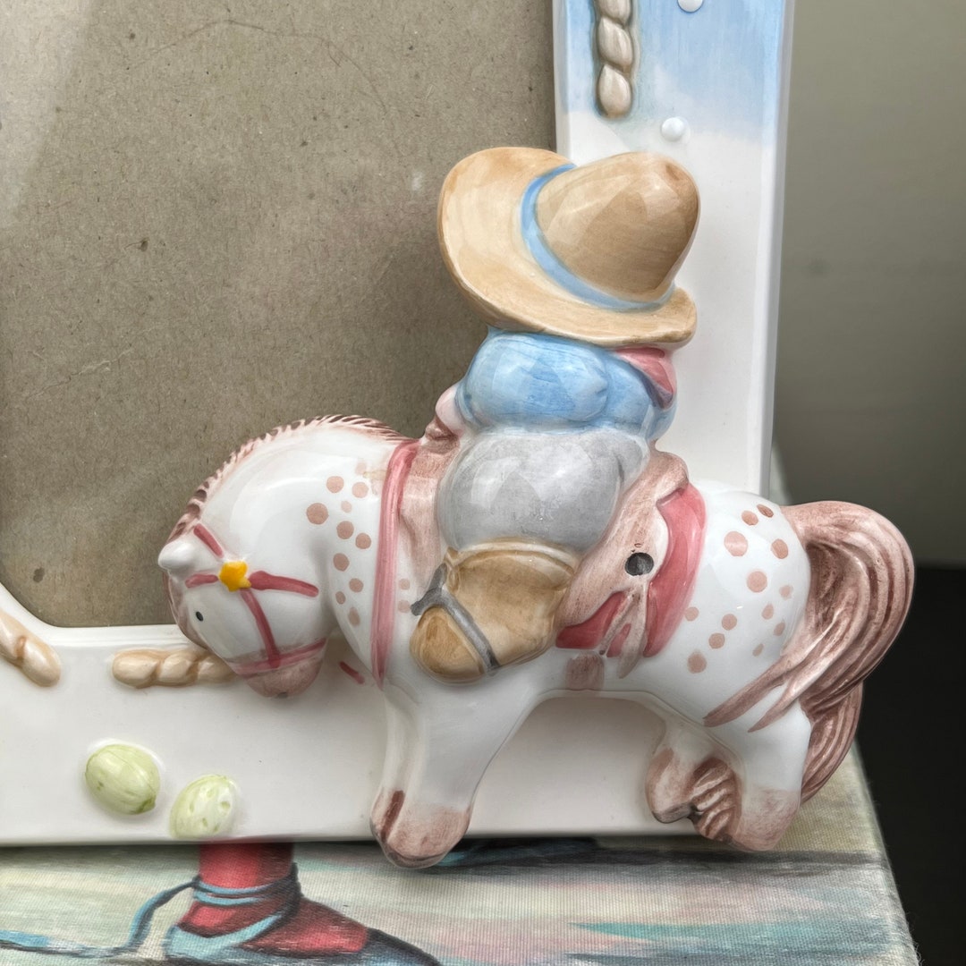 Vintage Nursery Photo Frame Cowboy Pastel Western Horse Kids Picture 3D ...