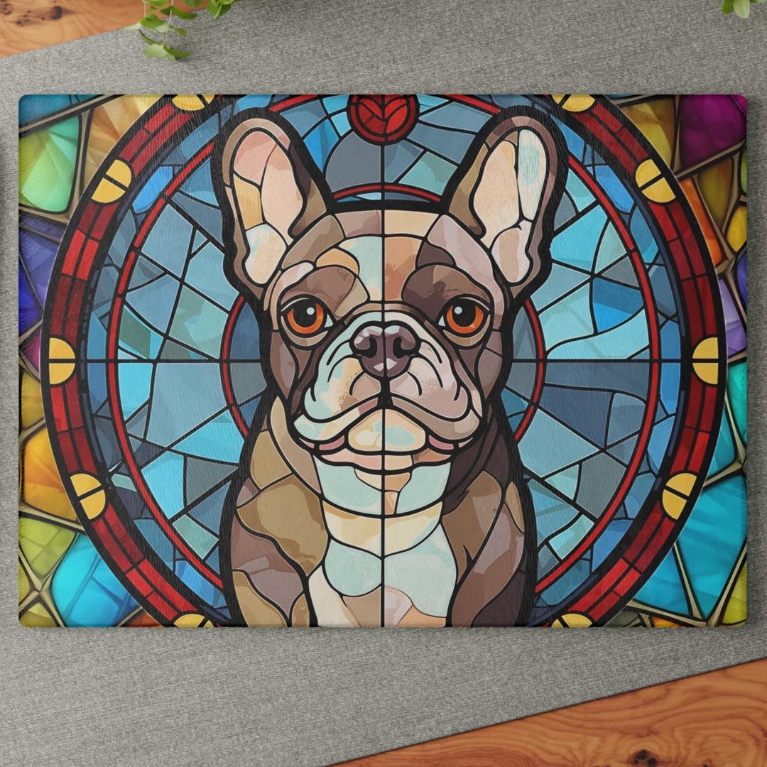 Frenchie Cutting Board, Gift for Frenchie Lover, Stained Glass Style ...