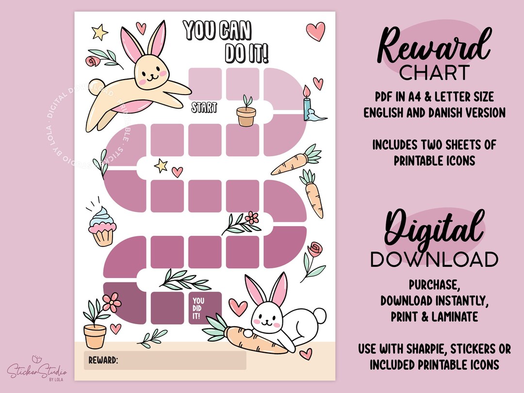 Bunny Reward Chart Printable Cute Chore Chart for Toddler - Etsy Finland