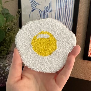 FRIED EGG RUG, Punch Needle Pattern Printable, Punch Needle Mug Rug ...