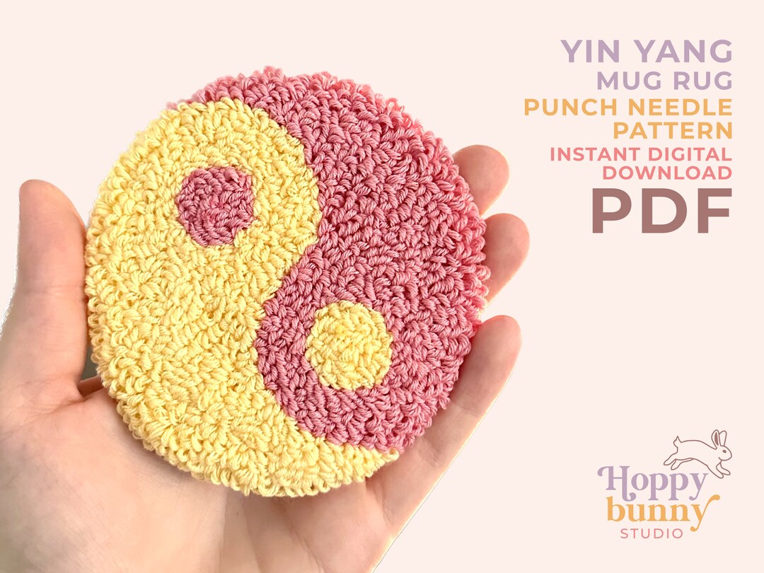 YIN YANG, Punch Needle Pattern Printable, Punch Needle Mug Rug, Tufted ...