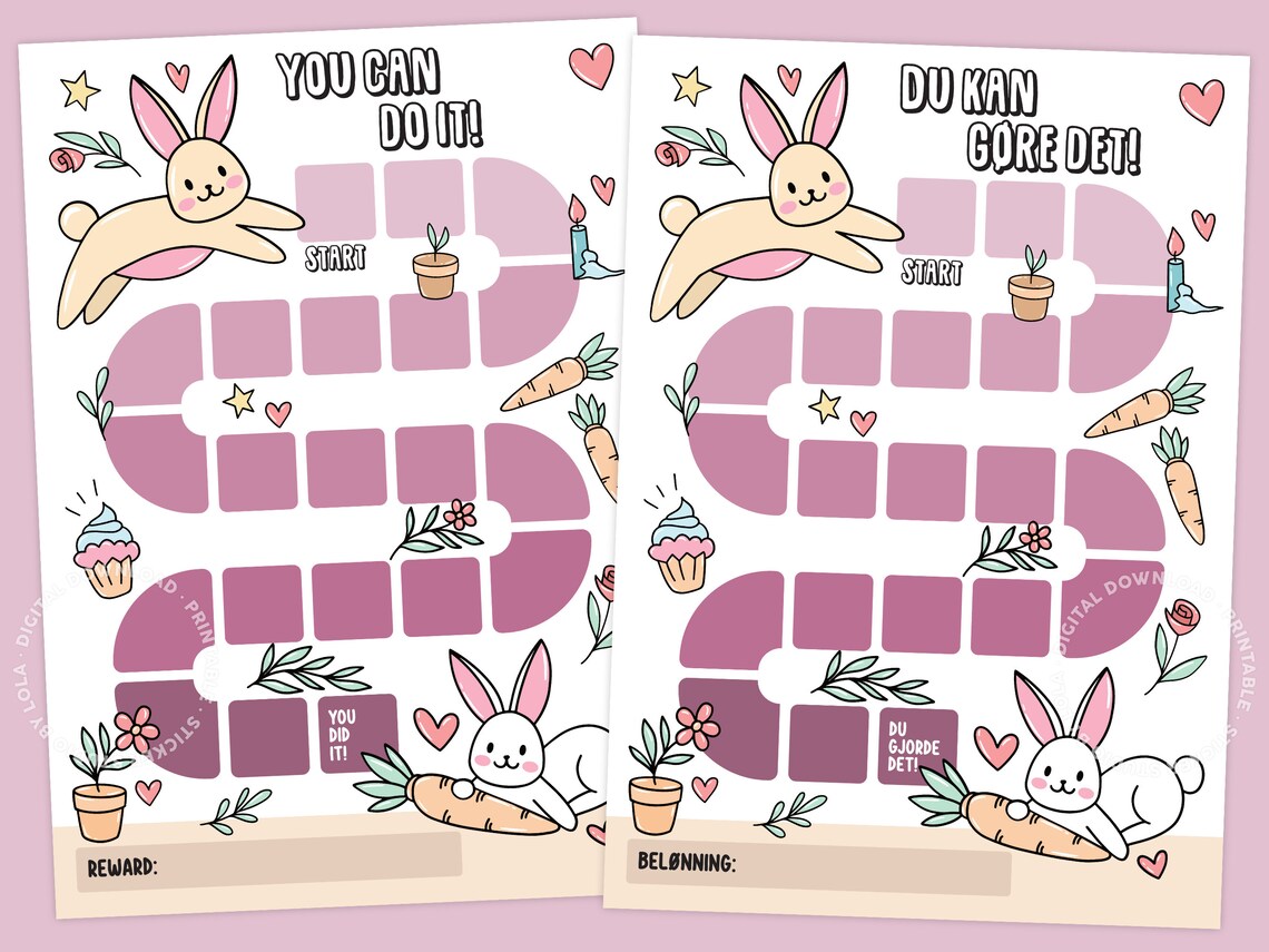 Bunny Reward Chart Printable, Cute Chore Chart for Toddler, Sticker ...