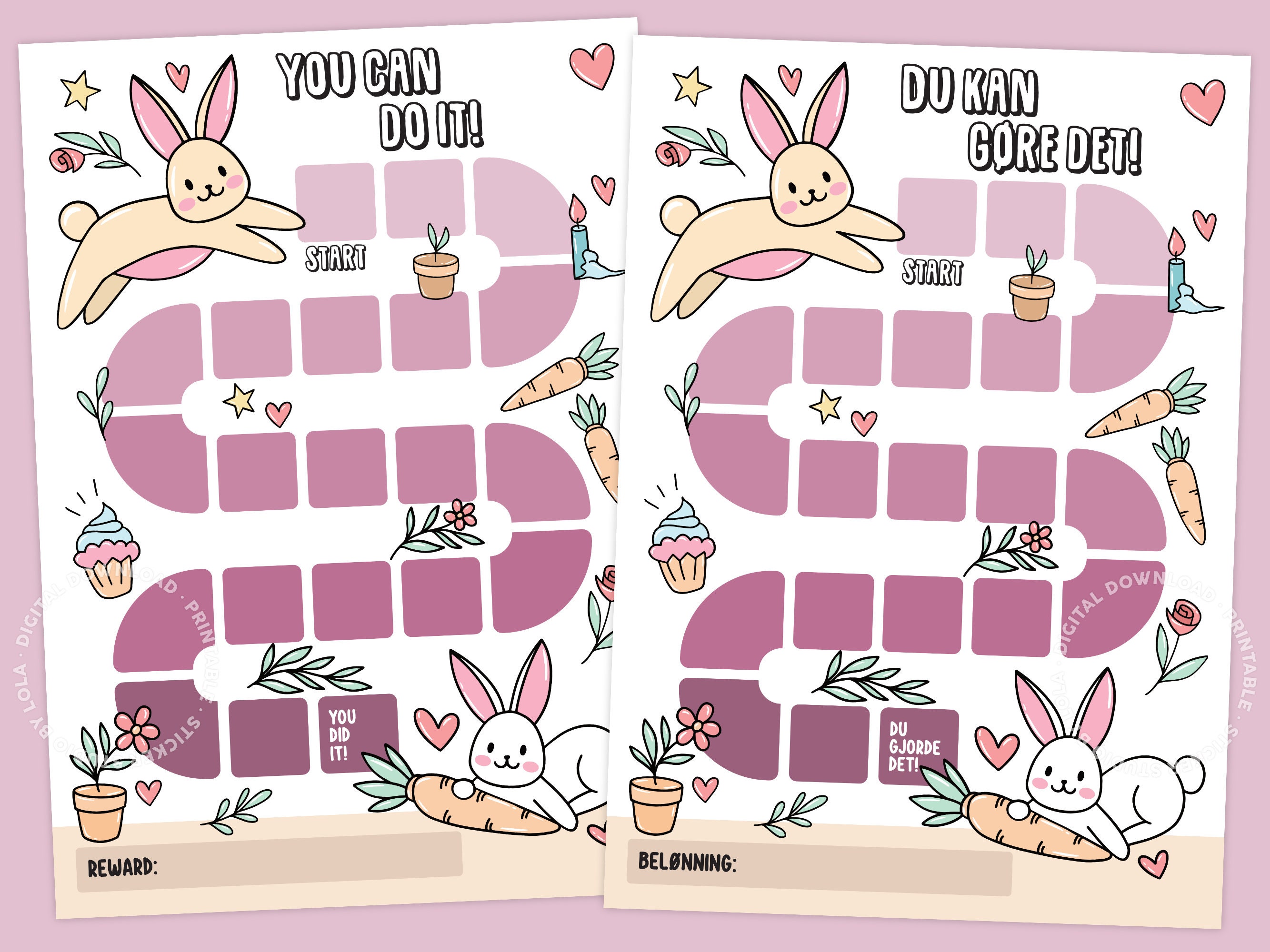 Bunny Reward Chart Printable, Cute Chore Chart for Toddler, Sticker ...