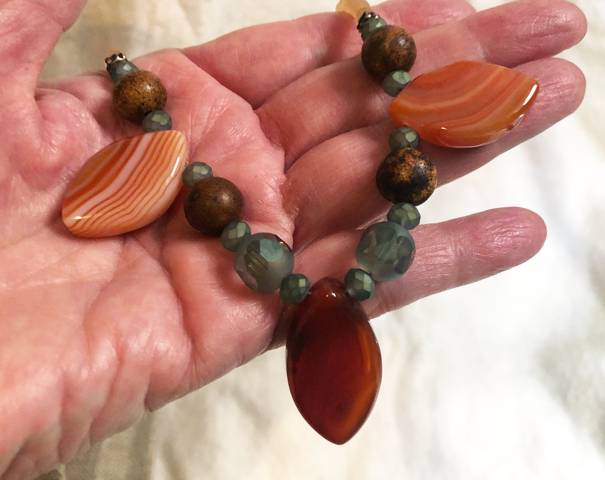 Fall Necklace Natural Gemstone Necklace Agate Necklace - Etsy