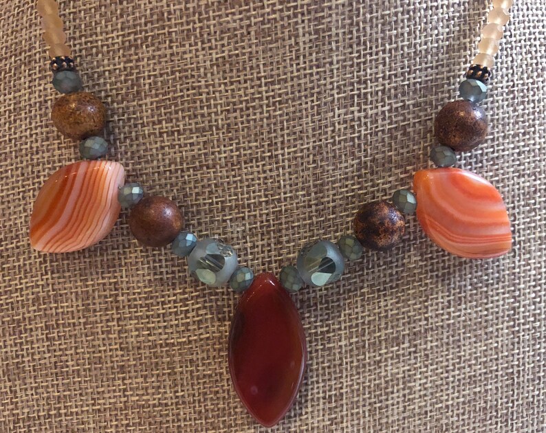 Fall Necklace Natural Gemstone Necklace Agate Necklace - Etsy